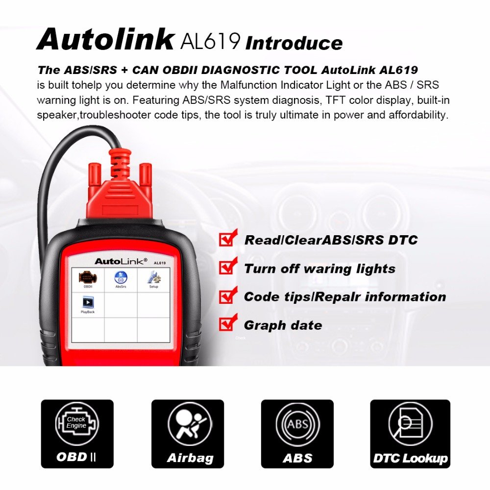 Autel AutoLink AL619 Car Diagnostic Instrument OBD2 Scanner Engine ...
