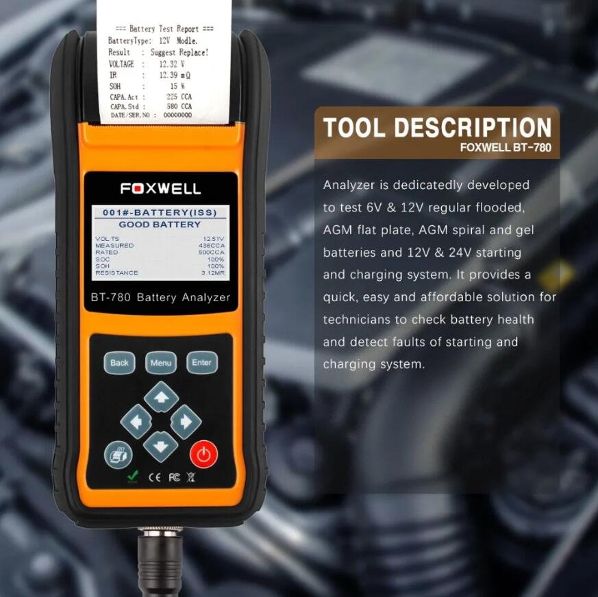 Foxwell BT-780 Car Battery Analyzer Battery Detector with Built-in ...