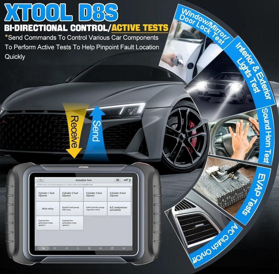 XTOOL D8S Car Diagnostic Tool ECU Coding All System OBD2 Scanner With ...
