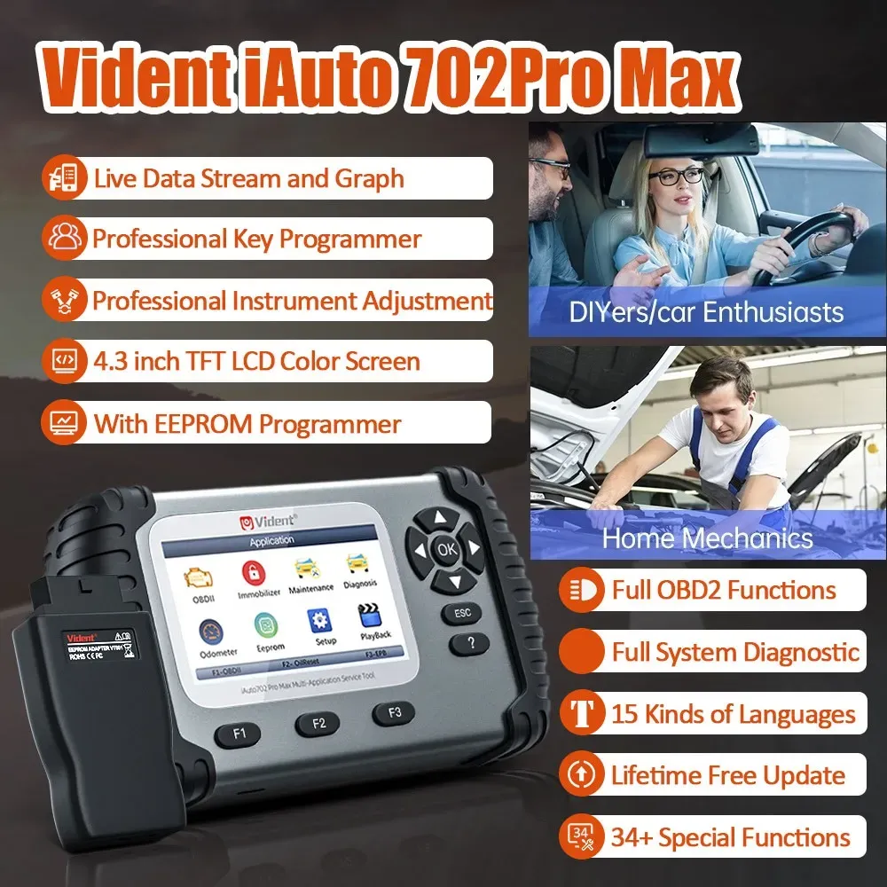 2023 Vident iAuto 702 PRO MAX All System Automotive Diagnostic Scanner ...