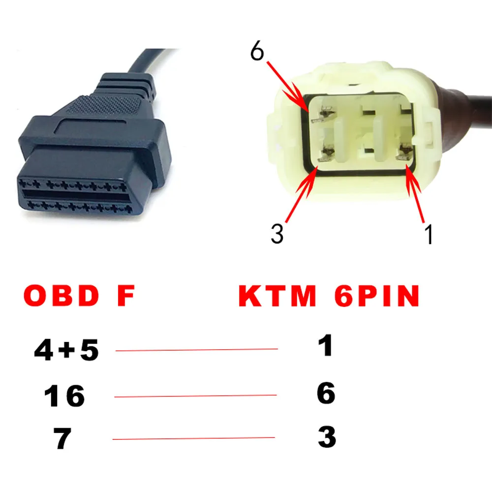 KTM 6 pin to obd 16 pin adapter cable for TuneECU software to ...