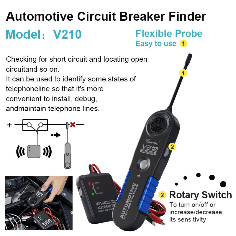 VDIAGTOOL V210 Automotive Circuit Breaker Finder Car Short Circuit and ...